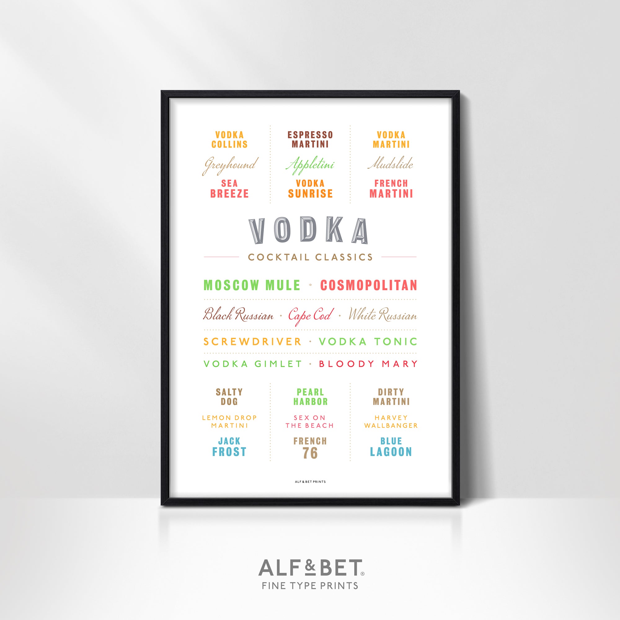 Cocktail Classics - Vodka Print | Alf & Bet – Alf & Bet Prints