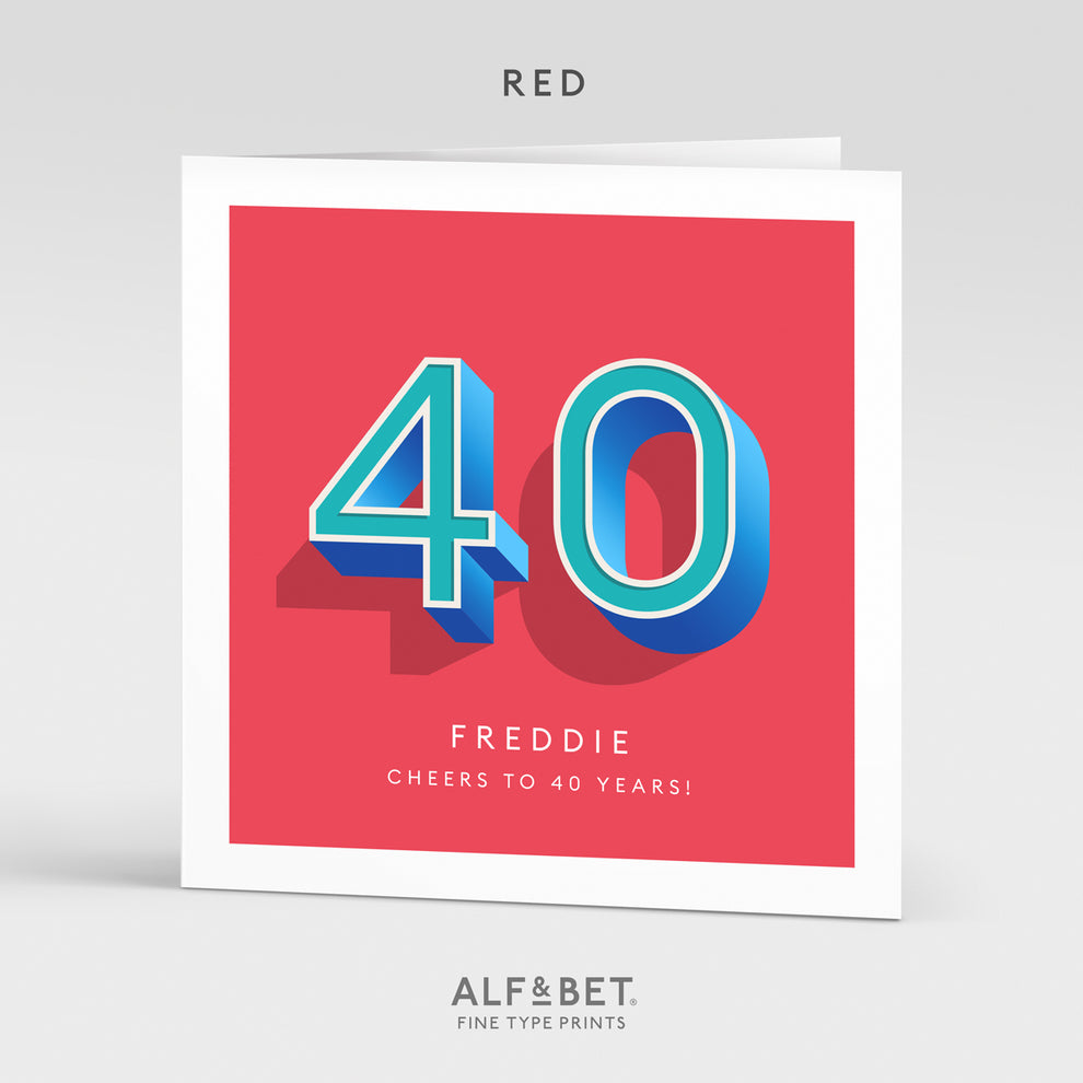 Personalised 40th Birthday Card | 40th Birthday Card | Alf and Bet ...
